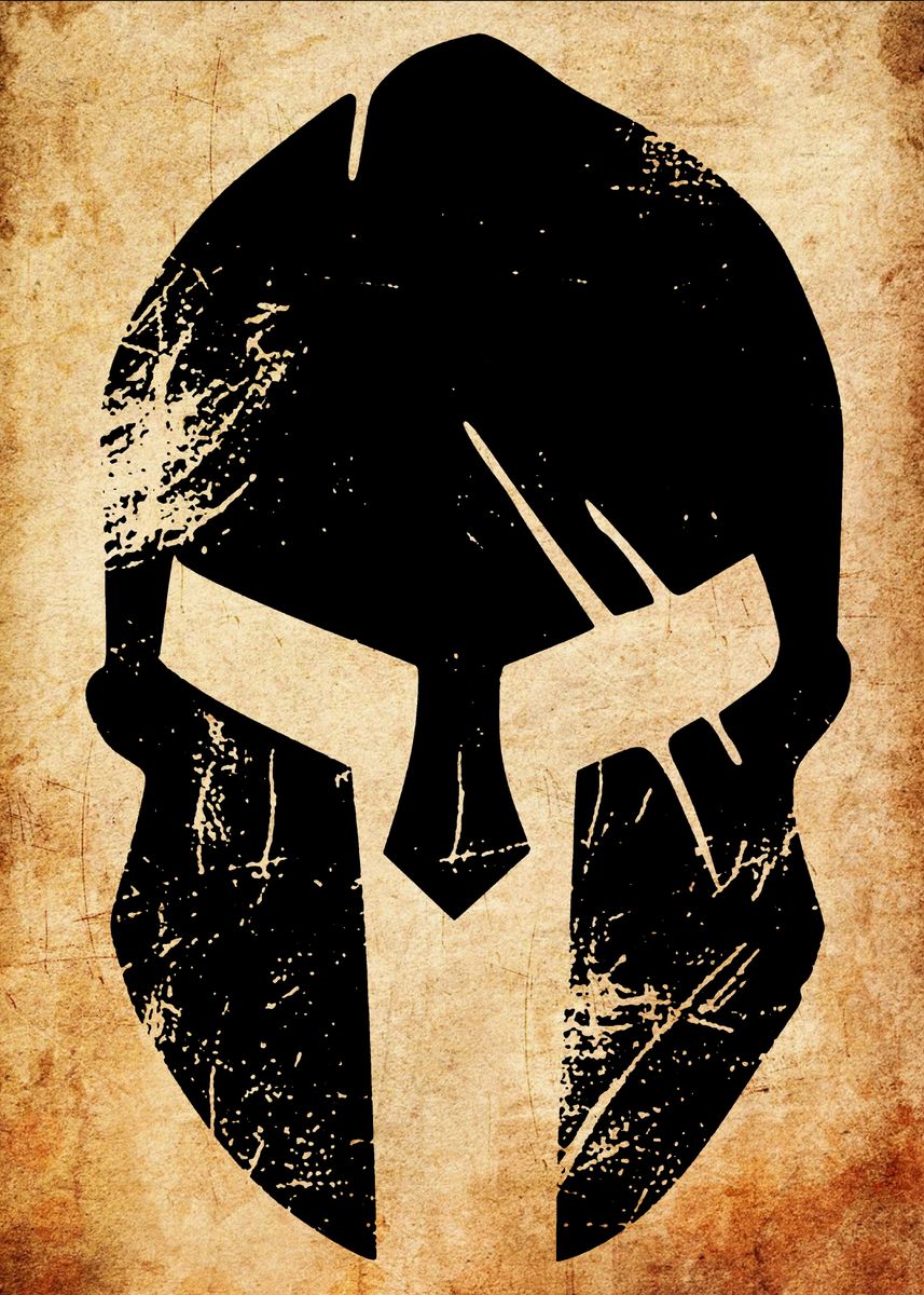 'Spartan Helmet Silhouette' Poster, picture, metal print, paint by ...