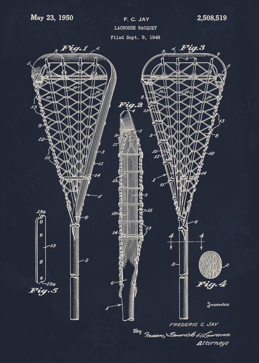 'Lacrosse Racquet Patent' Poster, picture, metal print, paint by ...