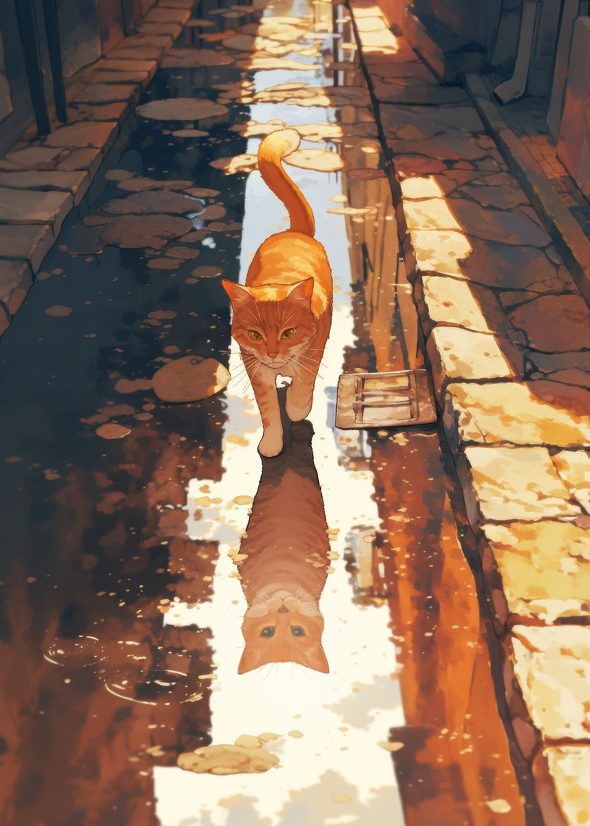 'Cute Orange Cat' Poster, picture, metal print, paint by Anass ...