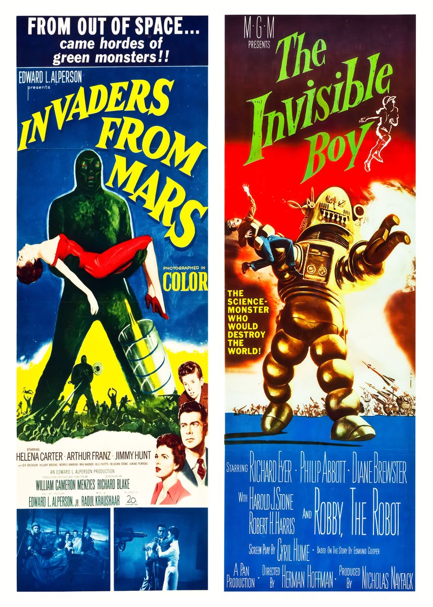'Martian Menace vs Invisible Invaders' Poster, picture, metal print ...