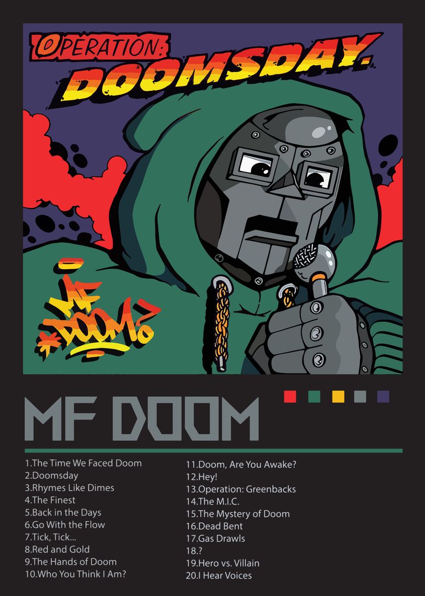 'MF DOOM Album Cover' Poster, picture, metal print, paint by Rollan Brusell | Displate