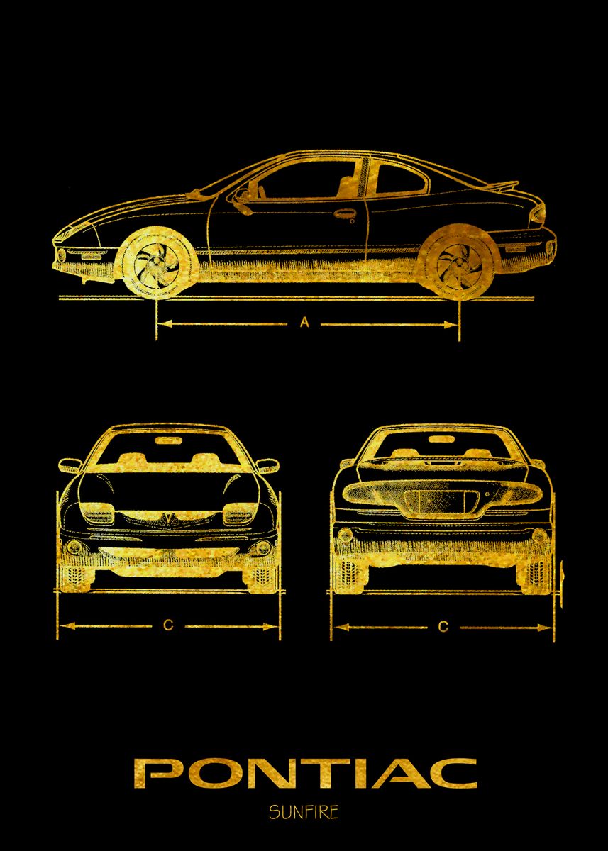 'Pontiac Sunfire' Poster, picture, metal print, paint by JAT DESIGNS ...