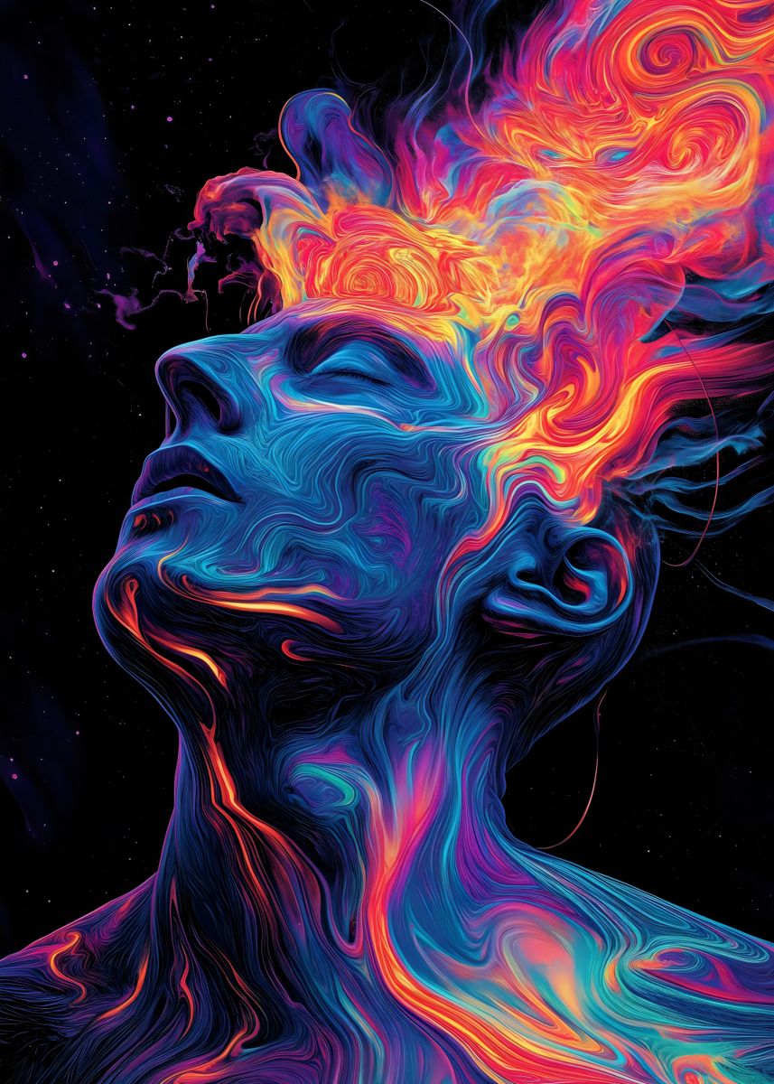 'Mind Ablaze' Poster, picture, metal print, paint by InkAura | Displate