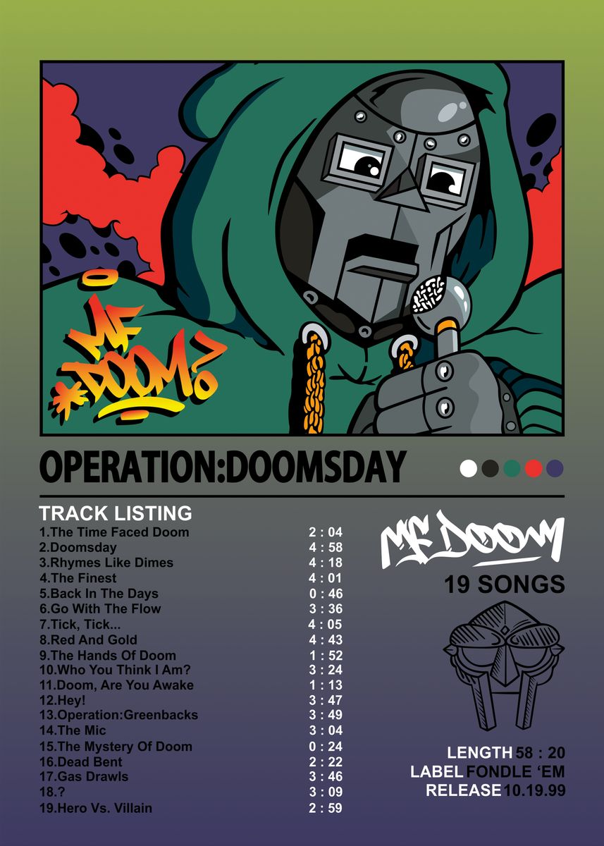'MF DOOM Album Cover' Poster, picture, metal print, paint by Black Hole Art | Displate