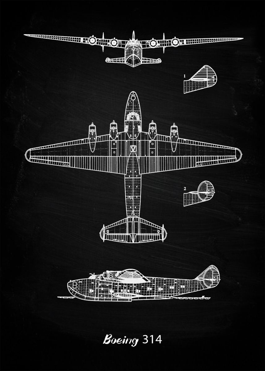 'Boeing 314' Poster, picture, metal print, paint by Blueprint Expert ...