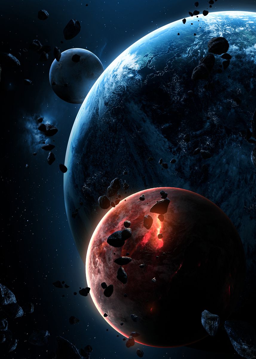 'Cosmic Collision' Poster, picture, metal print, paint by VILGAX | Displate