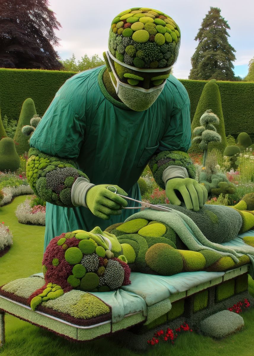' Surgical Procedure Topiary' Poster, picture, metal print, paint by Ricardo Betanho Martins MD ...