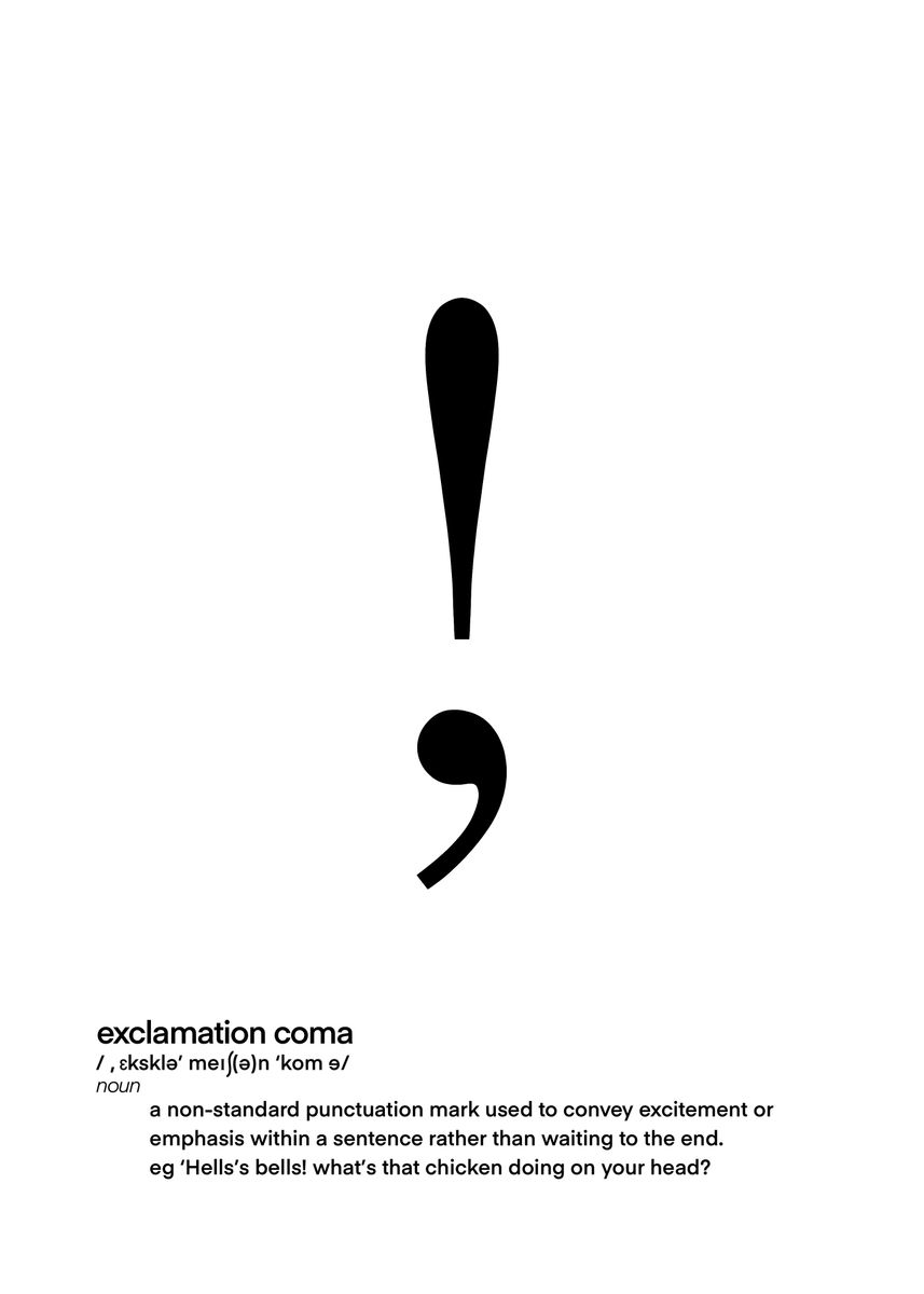 'Exclamation Coma Punctuation Mark' Poster, picture, metal print, paint ...