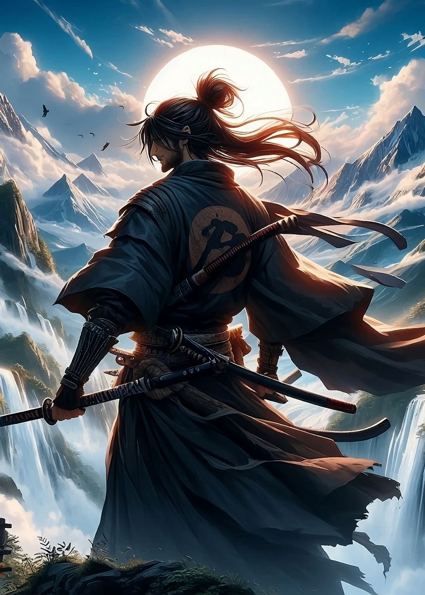 'Samurai Warrior in Mountain Landscape' Poster, picture, metal print ...