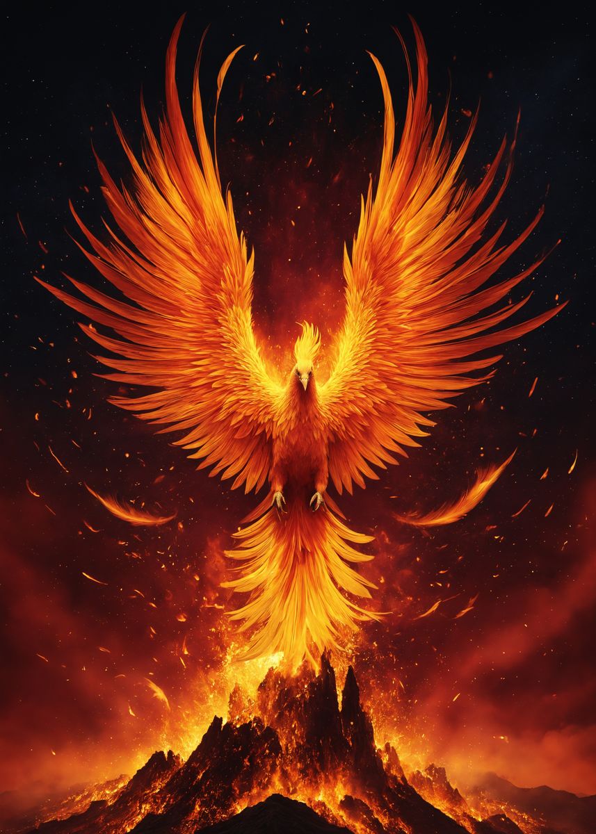 'Fiery Phoenix' Poster, picture, metal print, paint by Psionic Elements ...