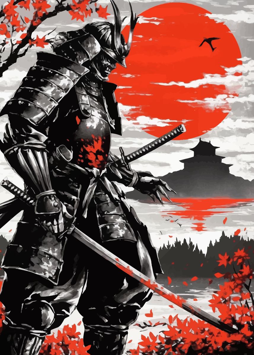 'Bushido Samurai Landscape' Poster, picture, metal print, paint by ...