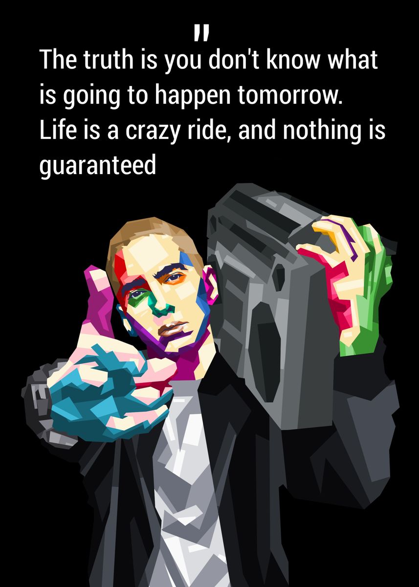 'Eminem Quote with Boombox' Poster, picture, metal print, paint by ...