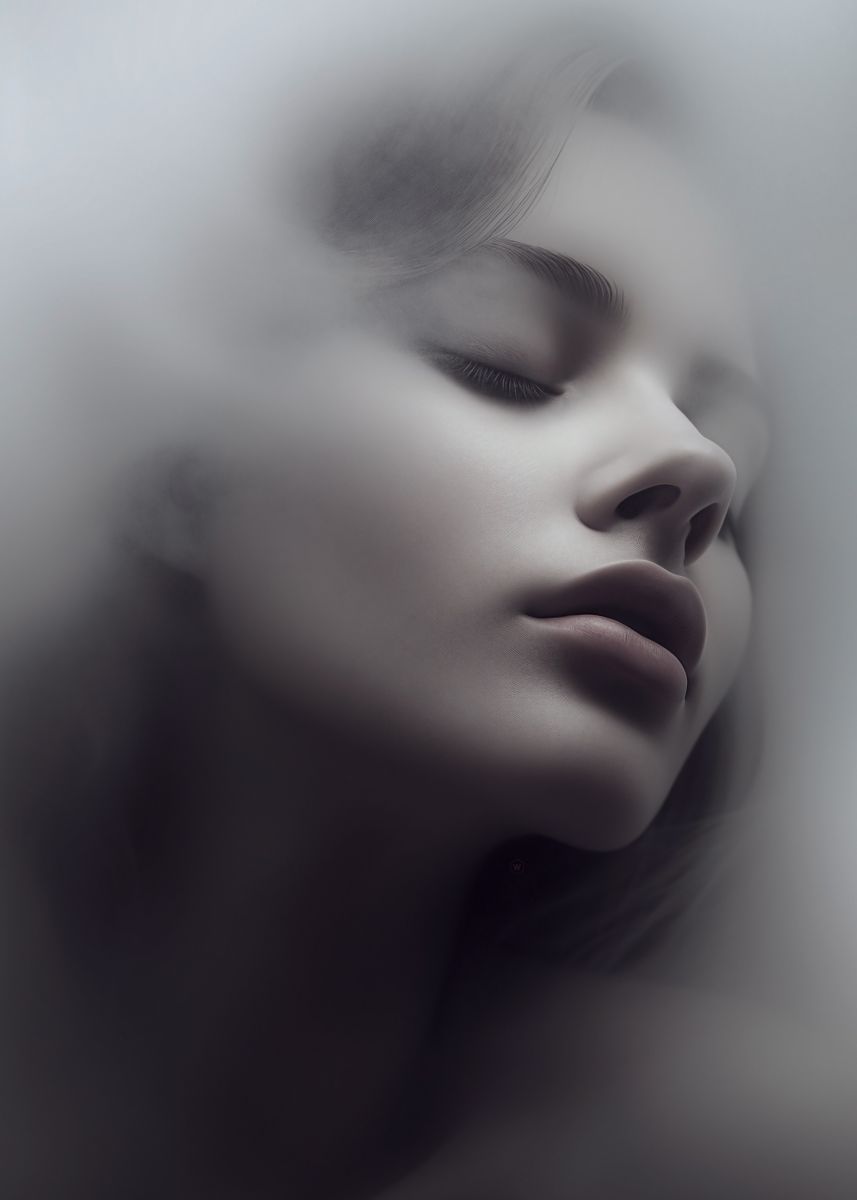 'Woman's Face in Fog' Poster, picture, metal print, paint by BLACK PINK ...
