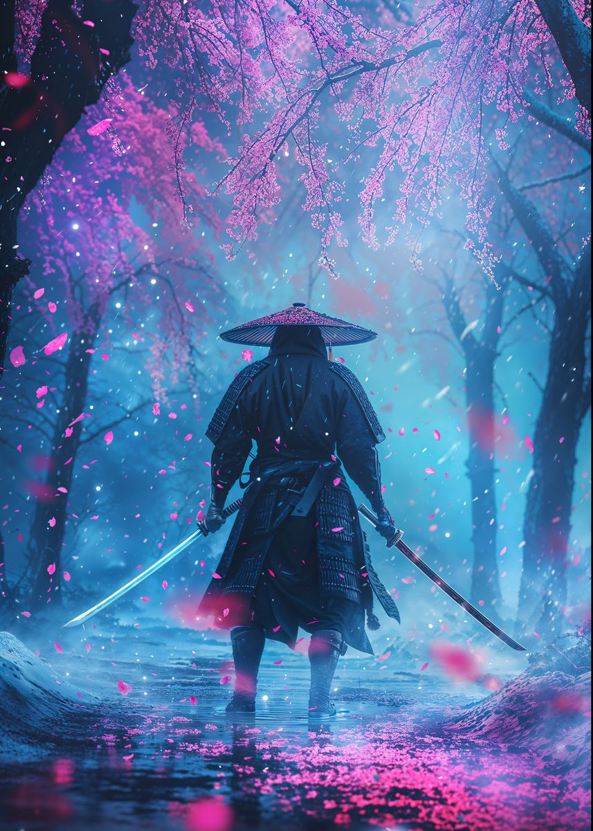'Solitary Sakura Samurai ' Poster, picture, metal print, paint by ...