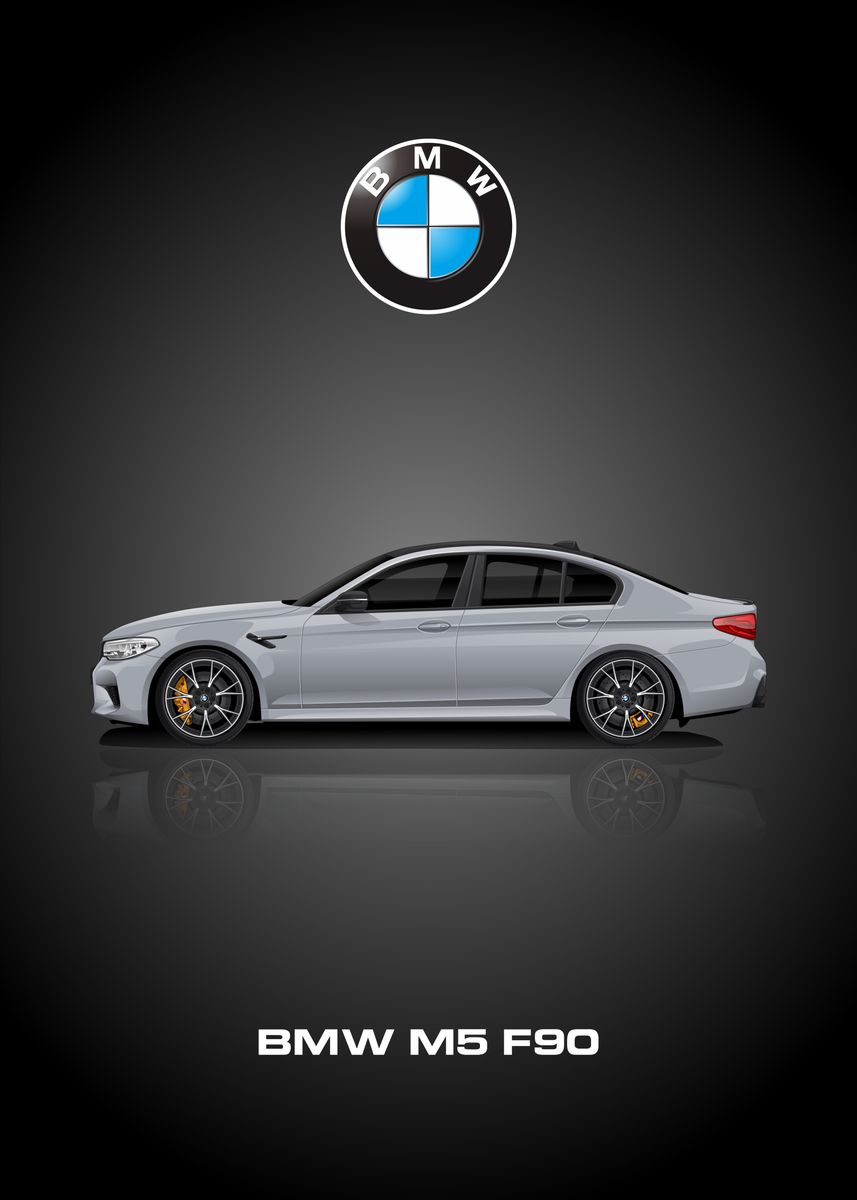 'BMW M5 F90 Side View' Poster, picture, metal print, paint by ...