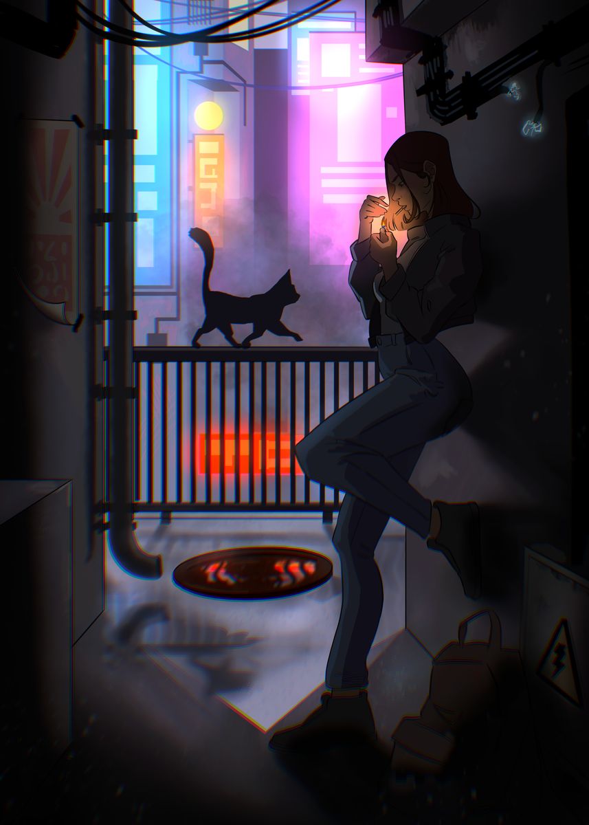 'Cyberpunk Alleyway' Poster, picture, metal print, paint by OriusDust ...