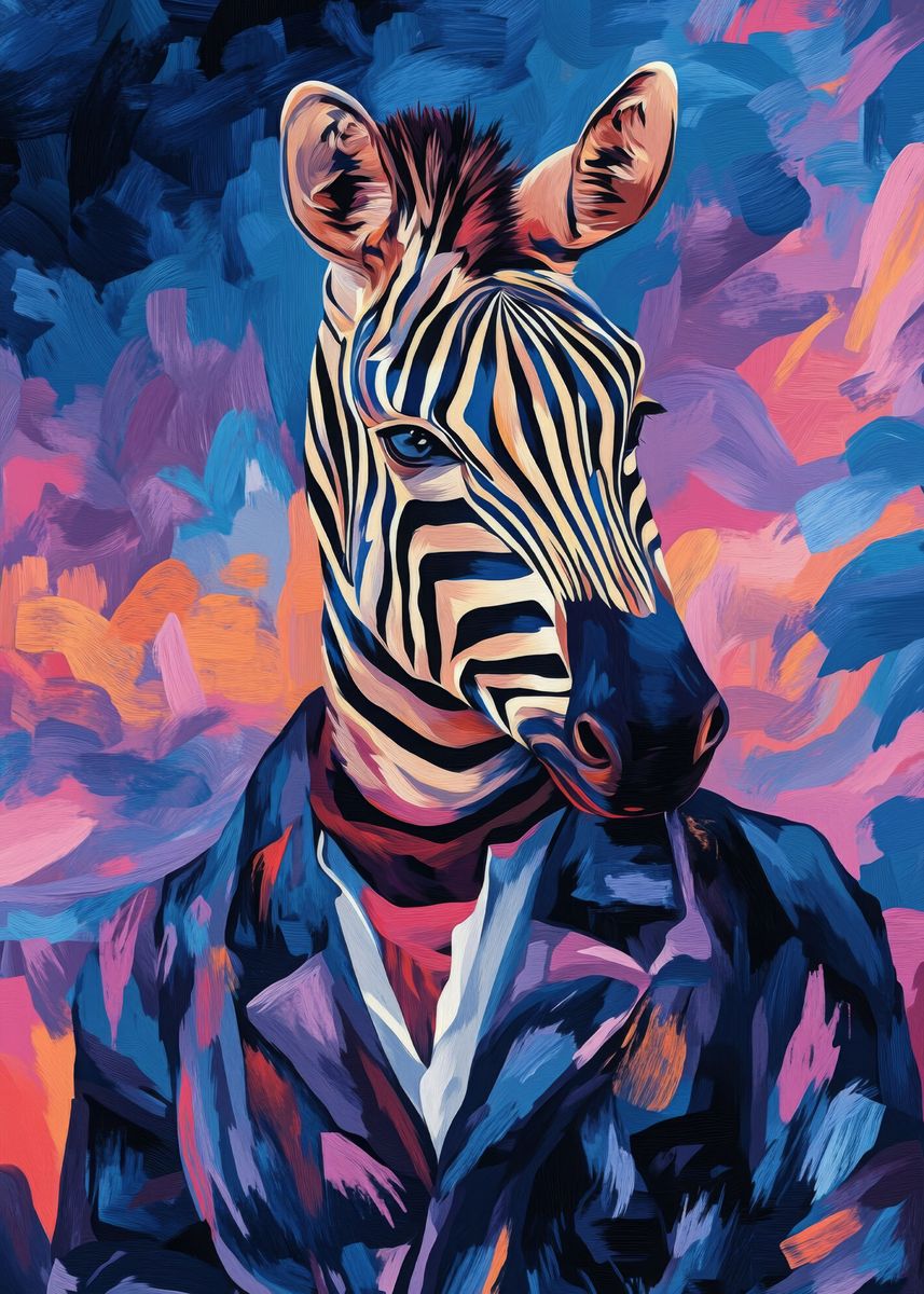 'Zebra in a Suit' Poster, picture, metal print, paint by Sophie Haye ...