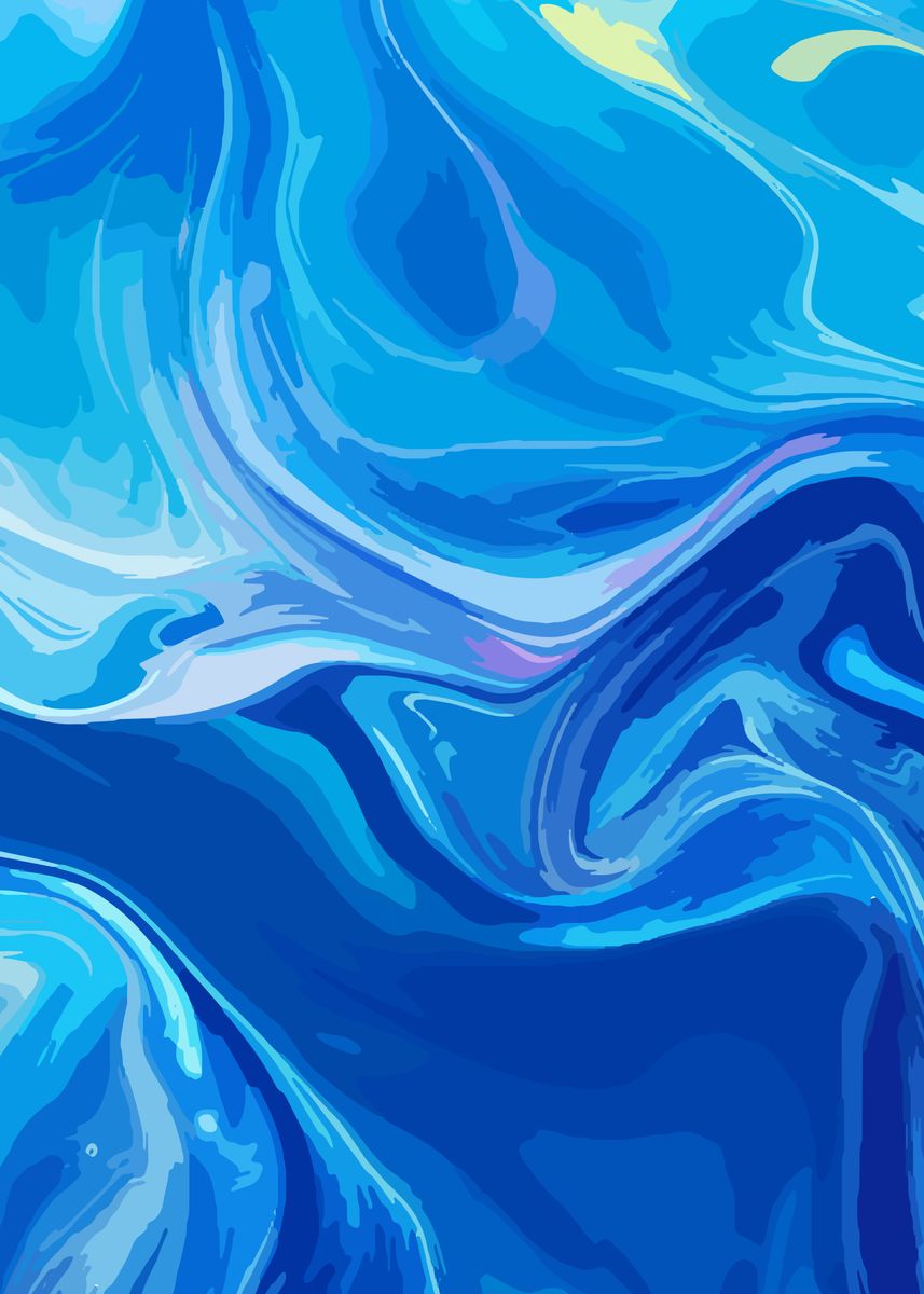 'dominant depth Blue Swirls' Poster, picture, metal print, paint by ...