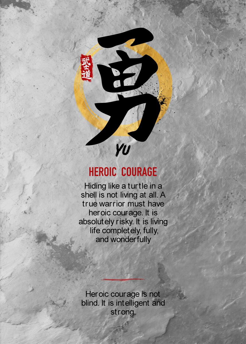 'Japanese Kanji for Courage' Poster, picture, metal print, paint by ...