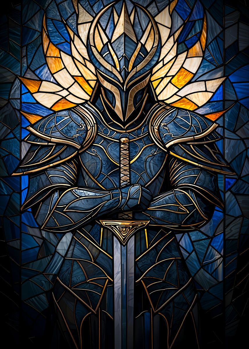 'Stained Glass Knight' Poster, picture, metal print, paint by SuperNova ...