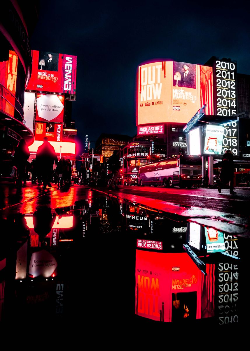 'Neon Cityscape EMINEM' Poster, picture, metal print, paint by aufbe ...