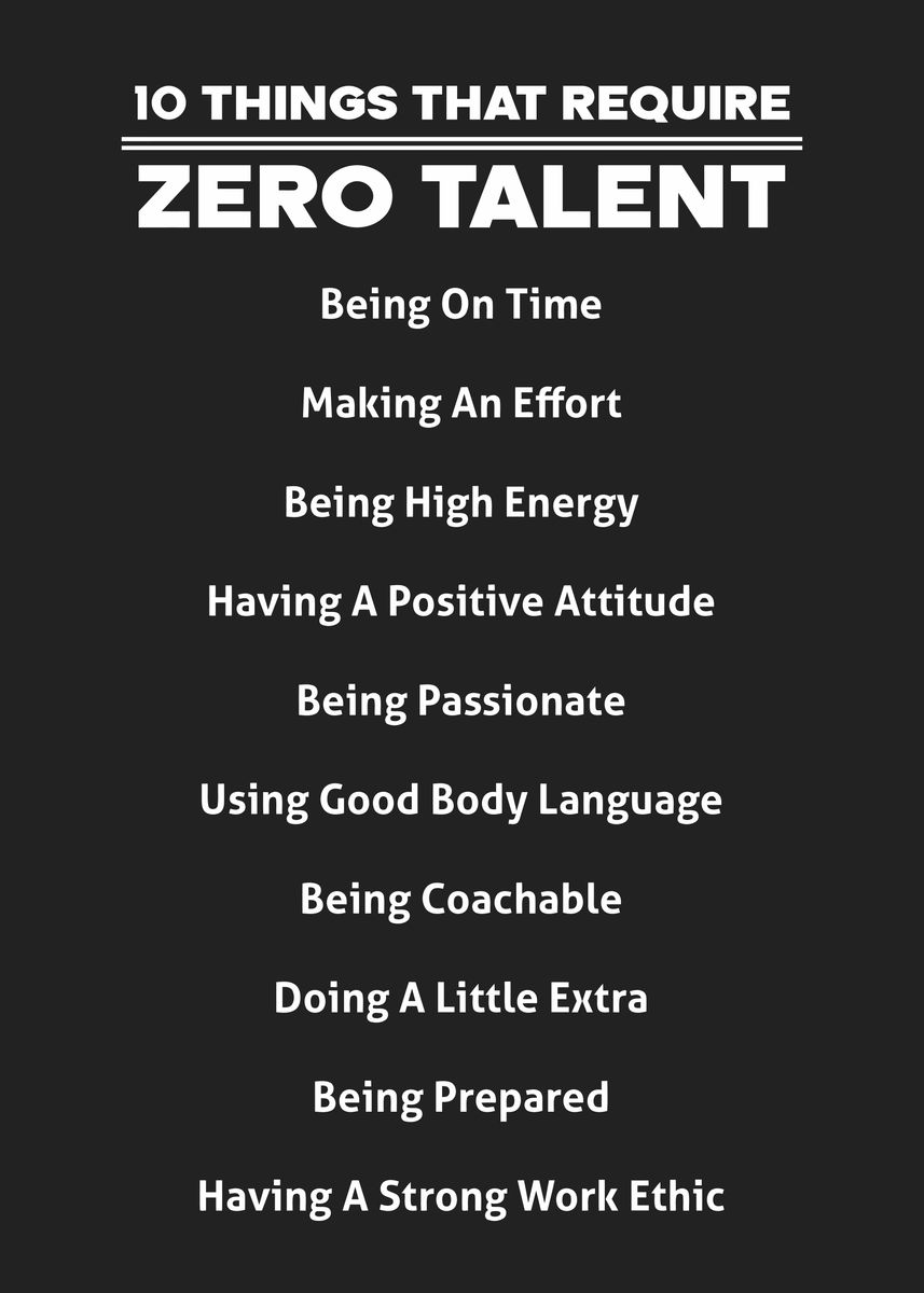 'Zero Talent Required' Poster, picture, metal print, paint by | Displate