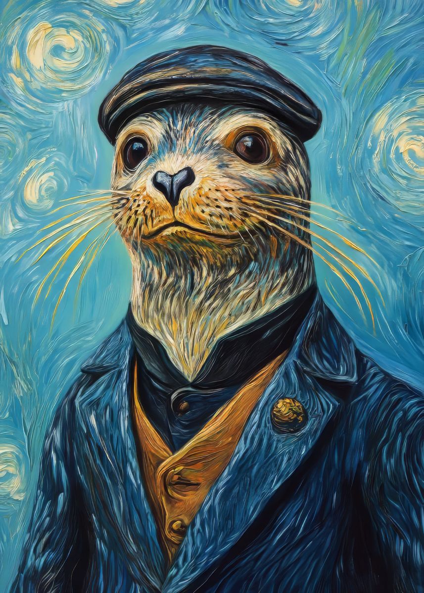 'Starry Night Seal' Poster, picture, metal print, paint by Sophie Haye ...