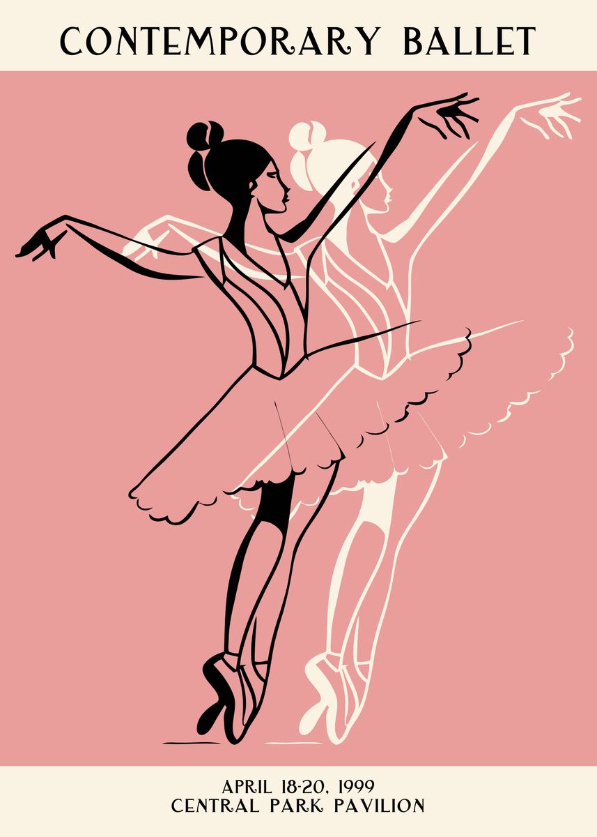 'Retro Ballet Poster' Poster, picture, metal print, paint by ...