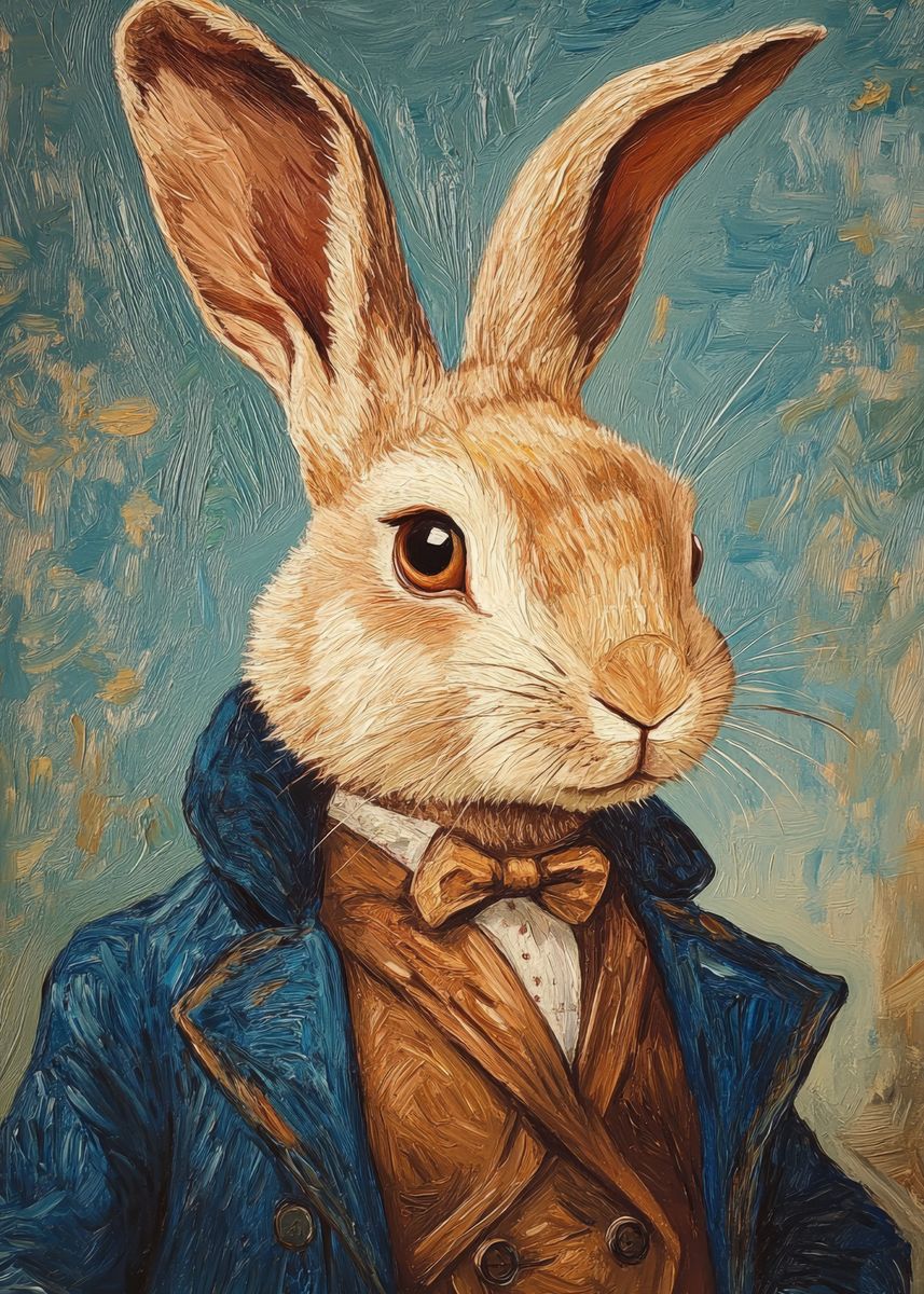 'Gentleman Rabbit Portrait' Poster, picture, metal print, paint by ...