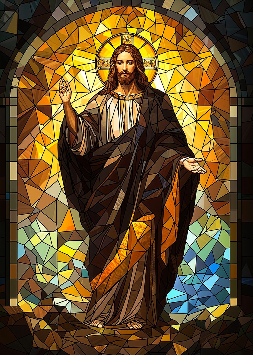 'Stained Glass Jesus' Poster, picture, metal print, paint by SuperNova ...