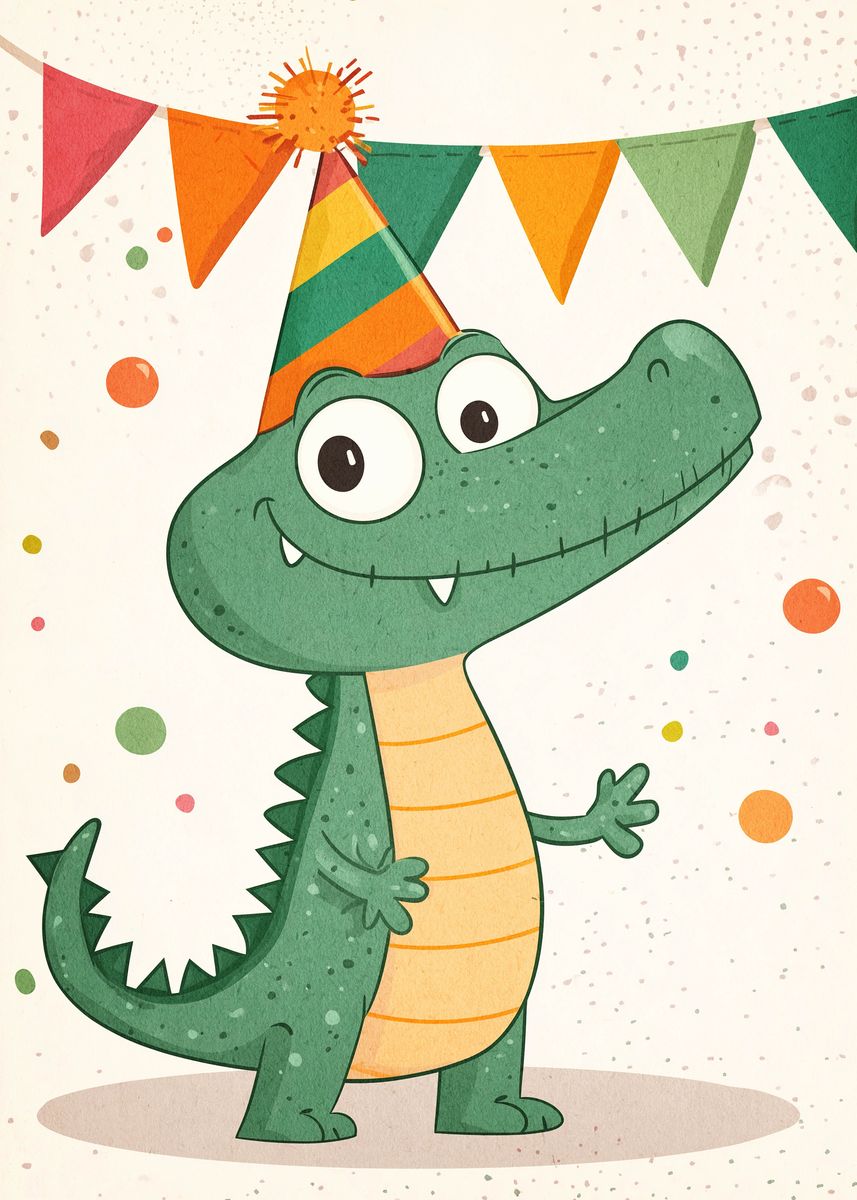 'Happy Birthday Alligator' Poster, picture, metal print, paint by Niyah ...