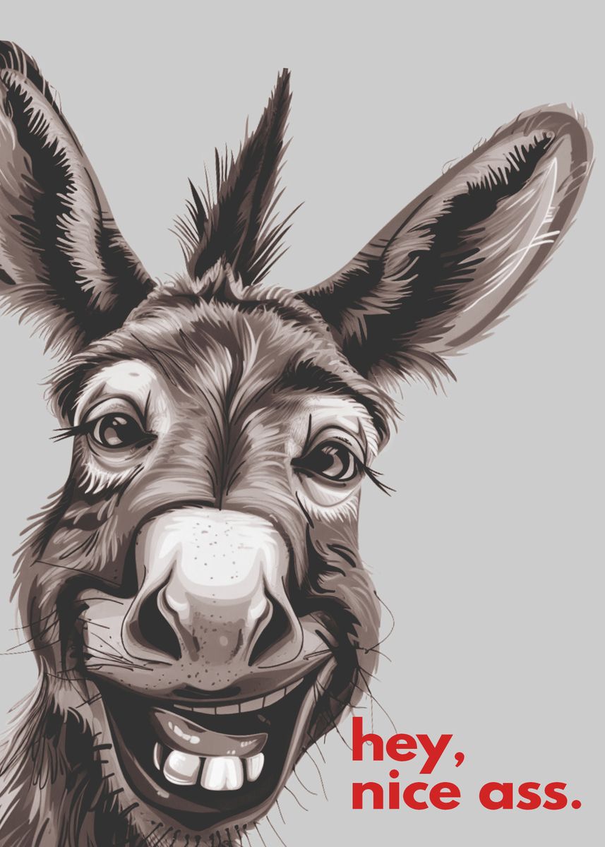 'Hilarious Donkey Pun Humor' Poster, picture, metal print, paint by ...
