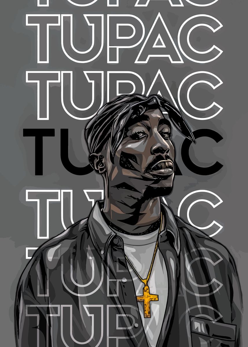 'Tupac Shakur Portrait' Poster, picture, metal print, paint by AlteoWn ...