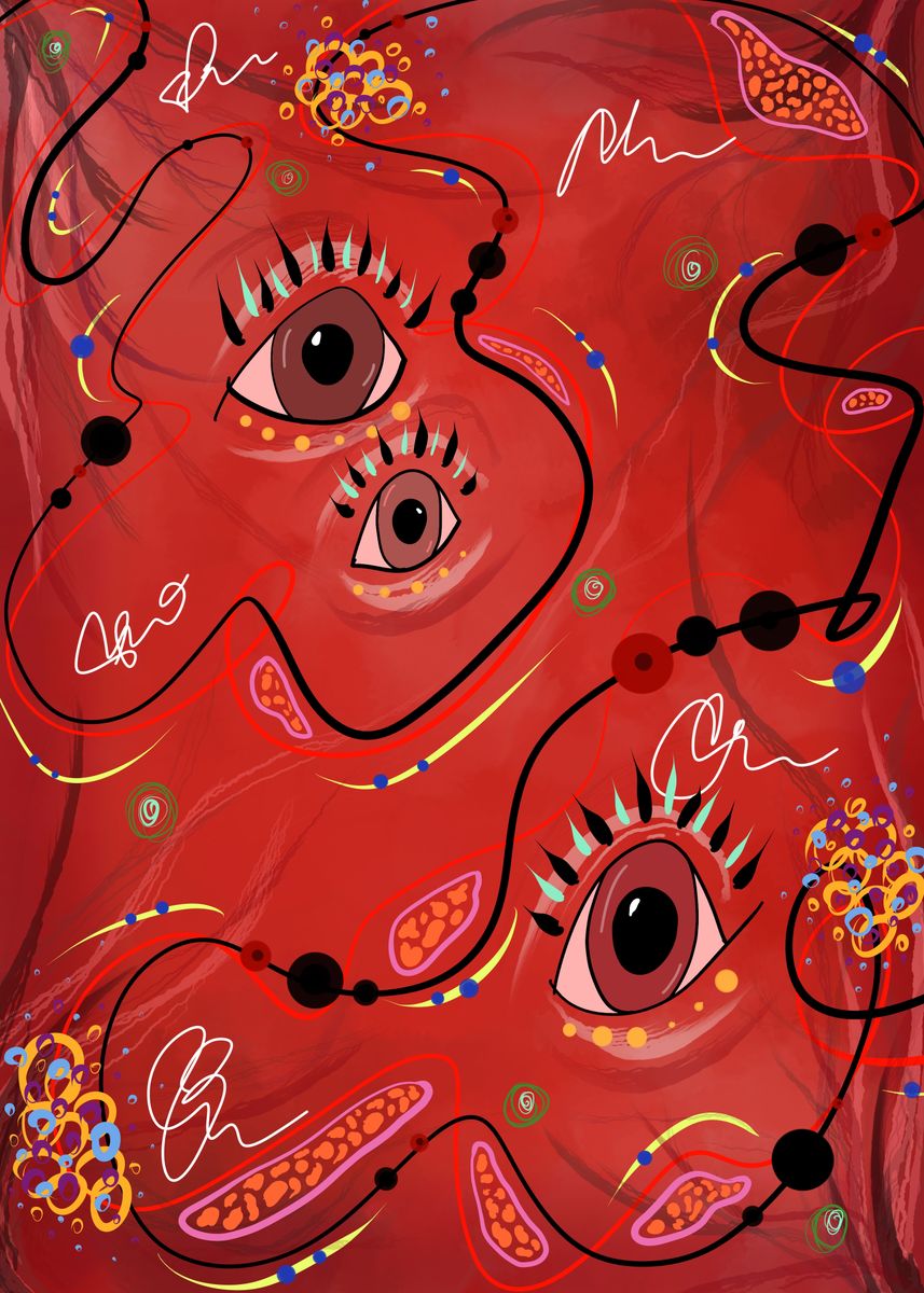 'Red Mindset' Poster, picture, metal print, paint by mermaideleine ...