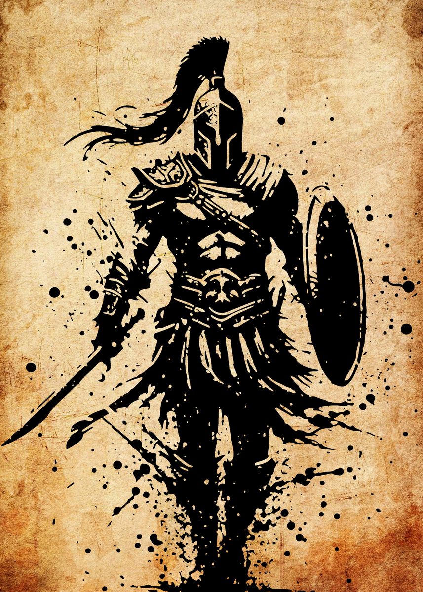'Spartan Warrior Silhouette' Poster, picture, metal print, paint by ...