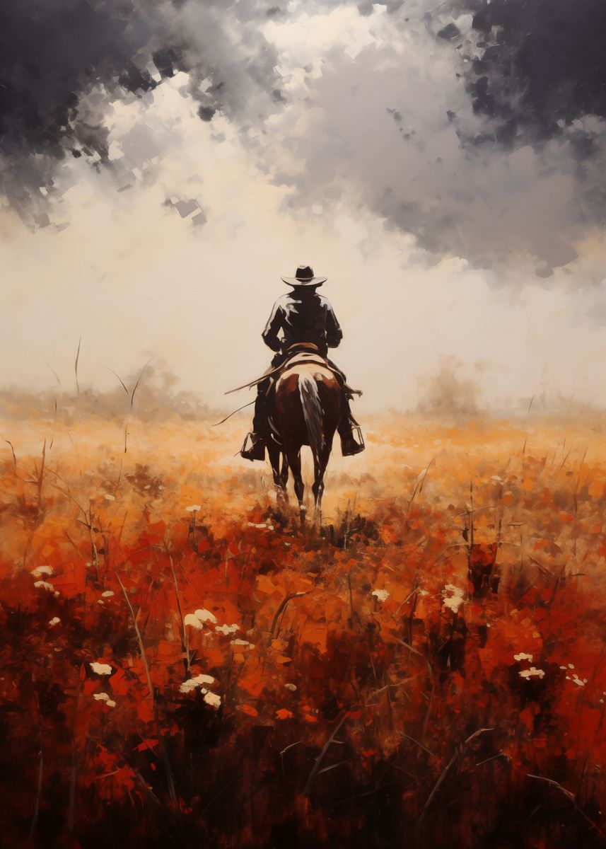 'Lone Rider in the Wild' Poster, picture, metal print, paint by Roman ...