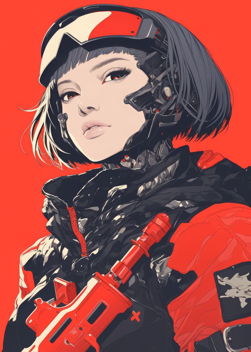'Cyberpunk Female Soldier' Poster, picture, metal print, paint by Brook ...