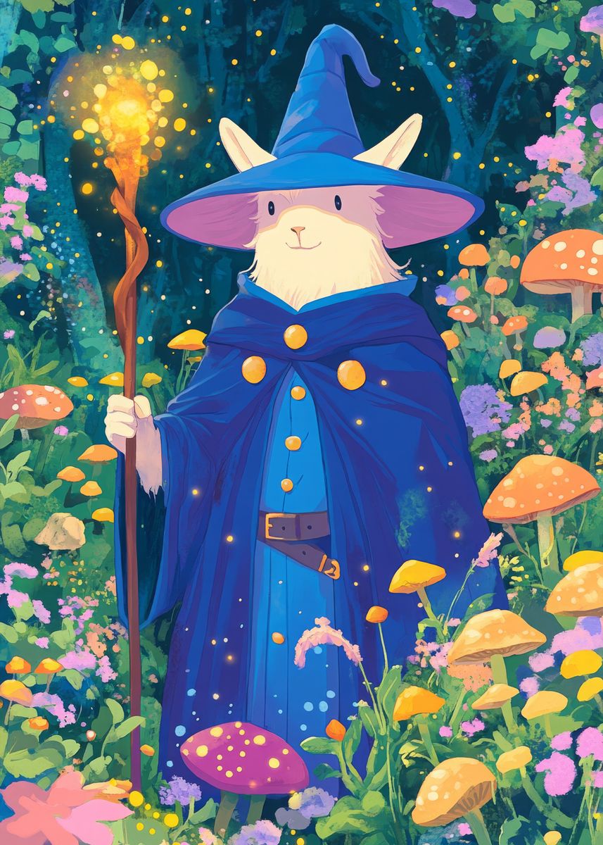 'Rabbit Wizard in Forest' Poster, picture, metal print, paint by Lily ...
