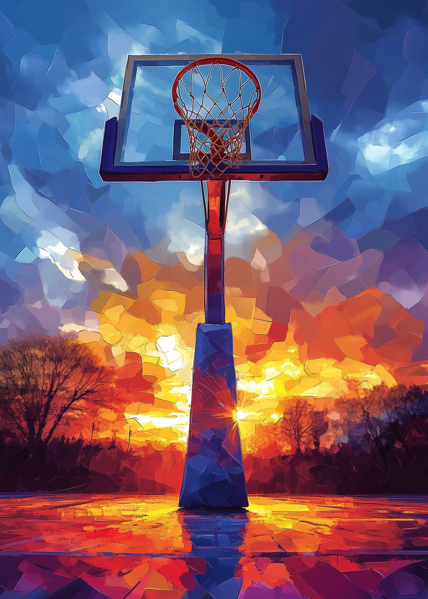 'Basketball Hoop Sunset' Poster, picture, metal print, paint by CANDD ...
