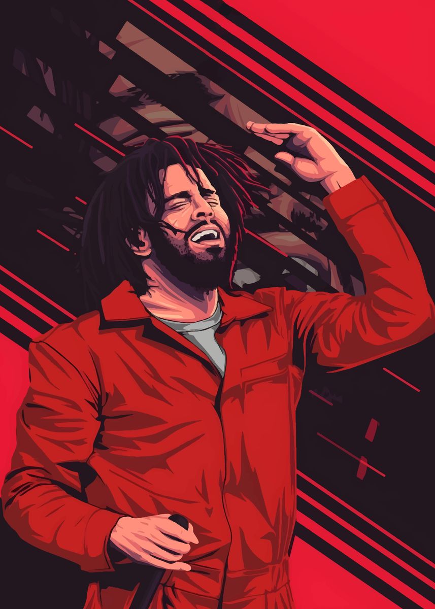 'J Cole Rapper' Poster, picture, metal print, paint by Tabasco Artwork ...