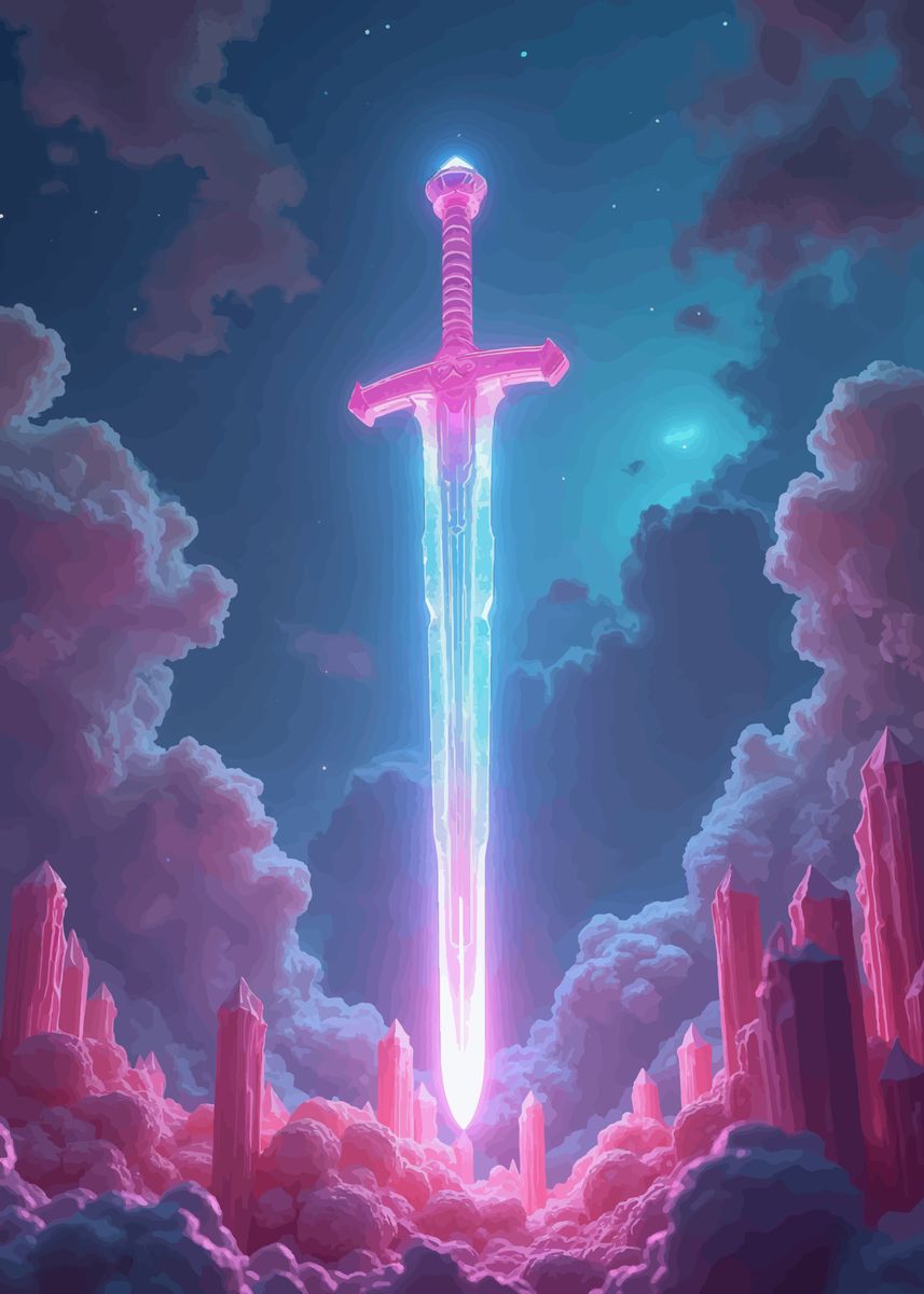 'Glowing Sword in Clouds' Poster, picture, metal print, paint by ...