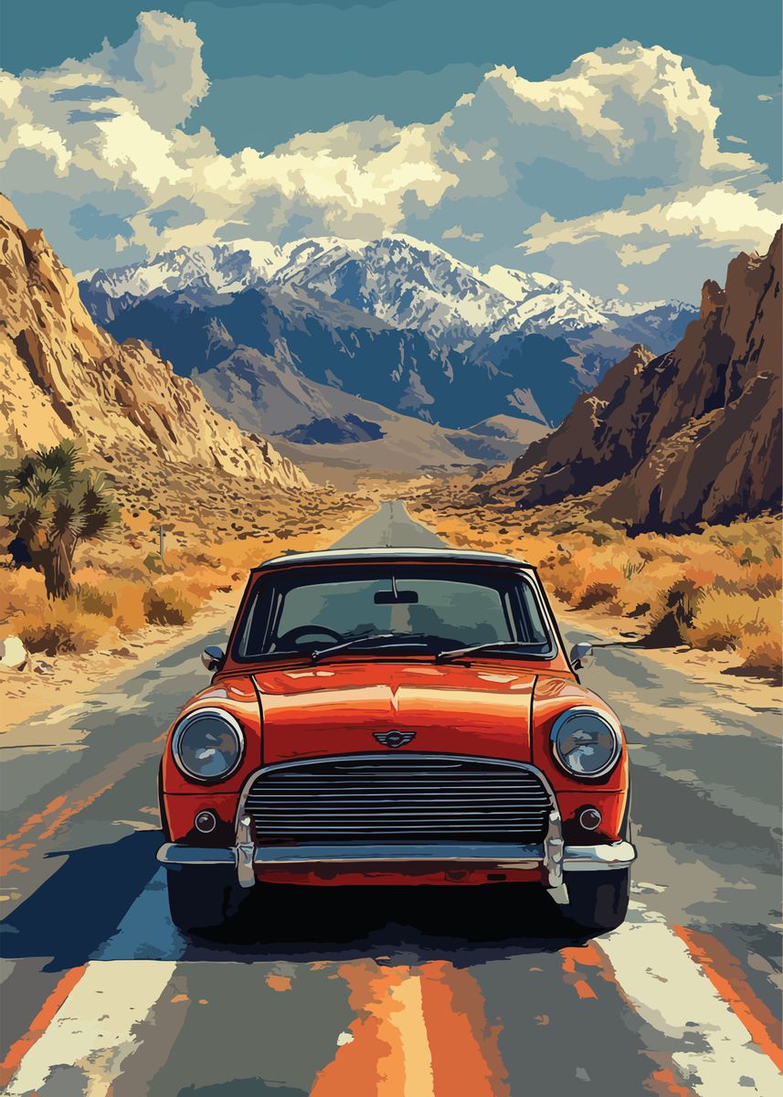 'Classic Mini Cooper Road Trip' Poster, picture, metal print, paint by ...