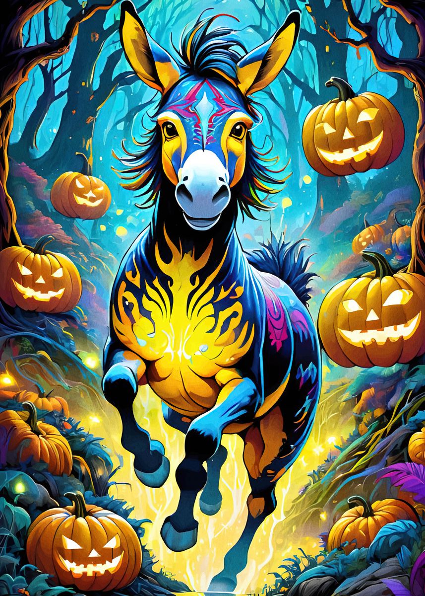 'Halloween Donkey' Poster, picture, metal print, paint by Scarlette Kim ...