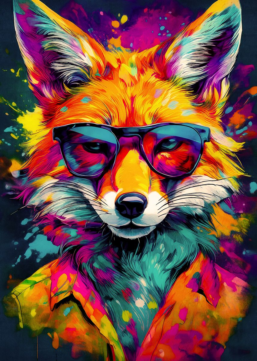 'Cool Fox in Sunglasses' Poster, picture, metal print, paint by Johann ...