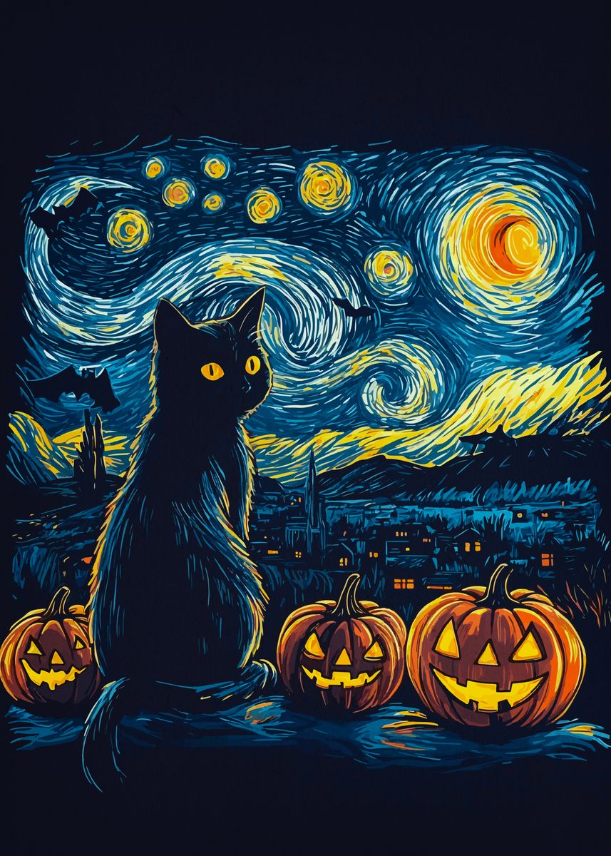 'Halloween Starry Night' Poster, picture, metal print, paint by ...