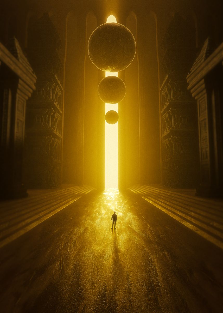 'Golden Gateway' Poster, picture, metal print, paint by Amir | Displate