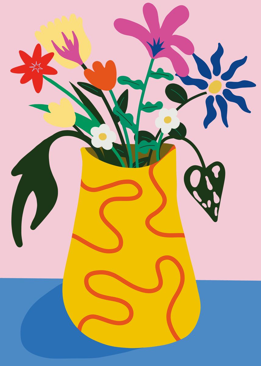 'Colorful Flower Vase' Poster, picture, metal print, paint by Lisa ...