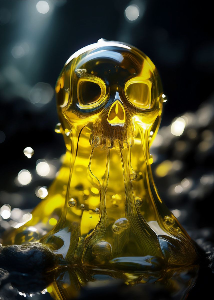'Liquid Skull' Poster, picture, metal print, paint by SuRReal3D | Displate