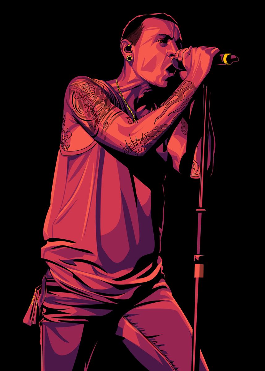 'Chester Bennington Pop Art Portrait' Poster, picture, metal print ...