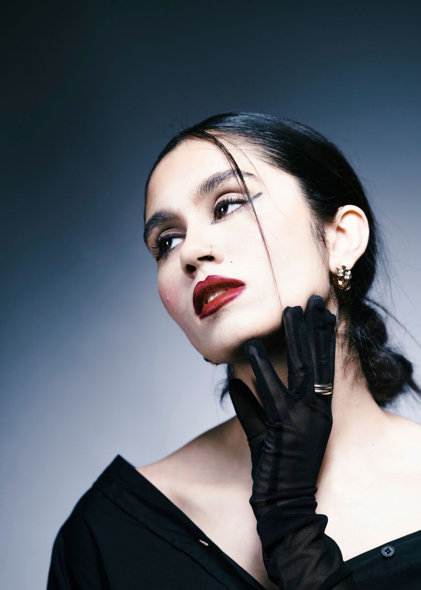 'Woman in Black with Red Lipstick' Poster, picture, metal print, paint ...